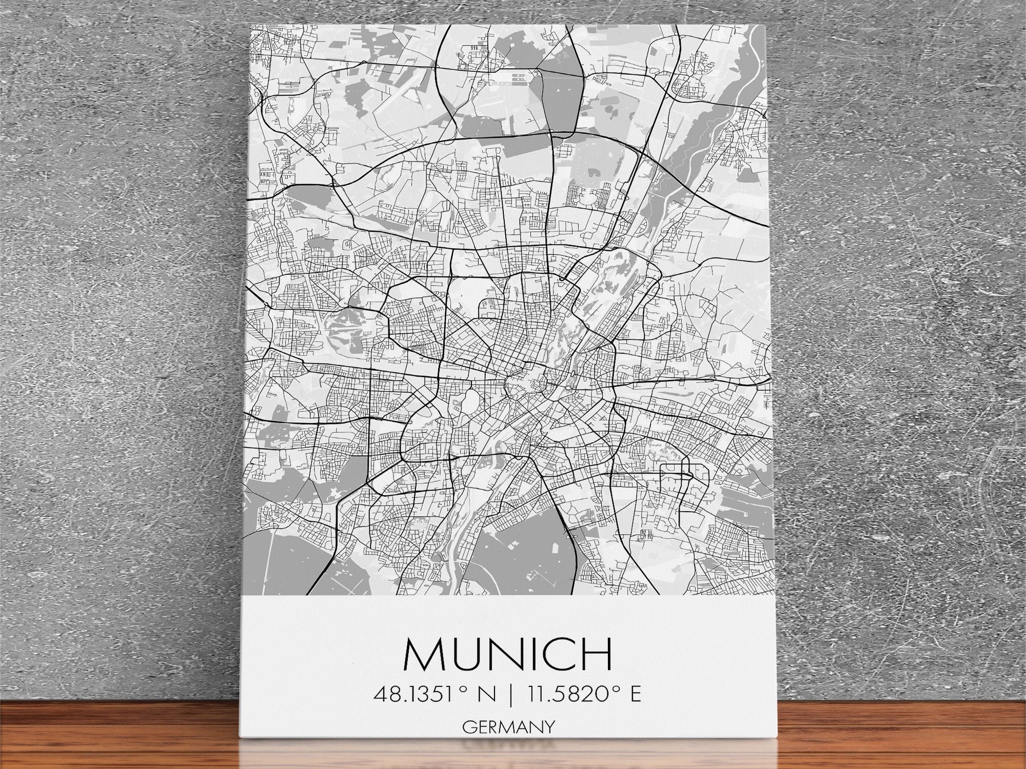 Munich Street Map, Germany Map, Europe City Map Art, Modern Art, Wall ...