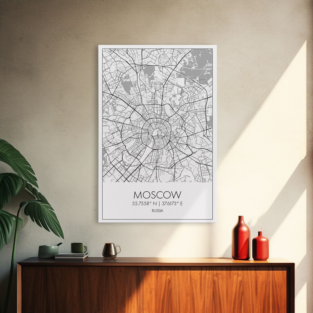 Moscow Street Map, Russia Map, Europe City Map Art, Modern Art, Wall ...