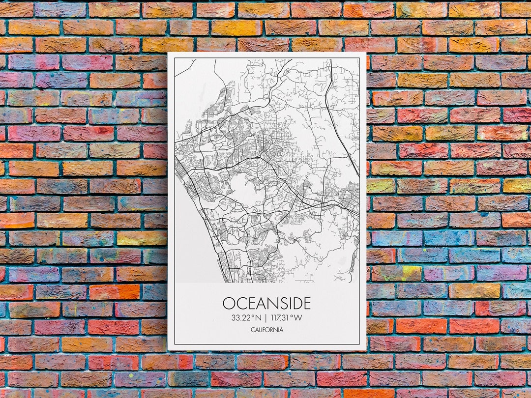 Oceanside Street Map California Map City Map Art Modern - Etsy