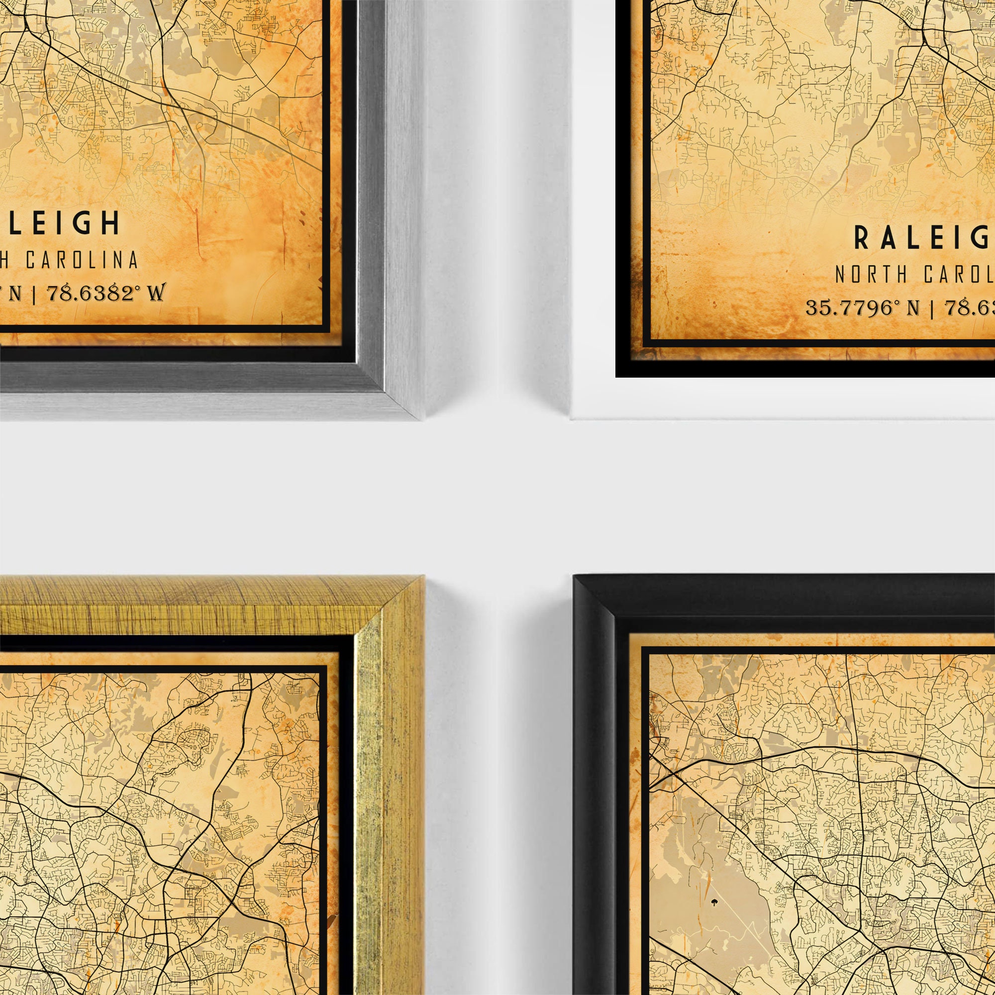 Raleigh North Carolina Map Print Poster or Framed Canvas - Etsy