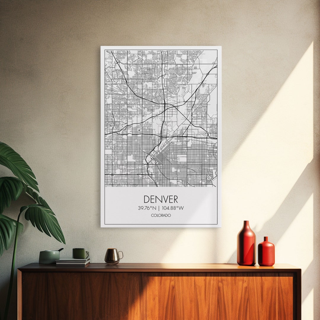 Denver Colorado Map Art: Minimalist City Canvas Print - Etsy