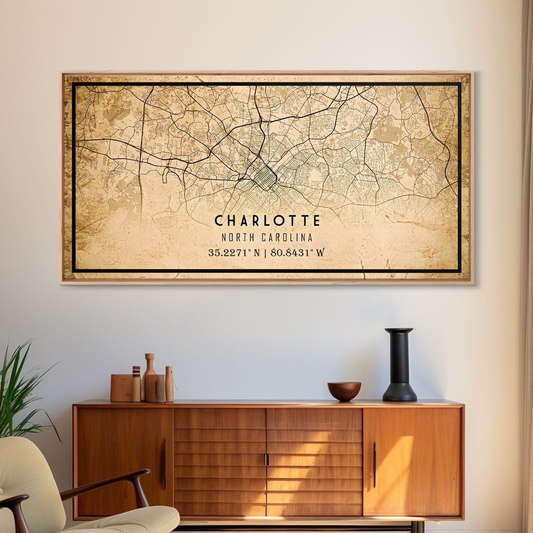 Charlotte Map Poster or Canvas Print, Charlotte NC Map Print, Charlotte ...