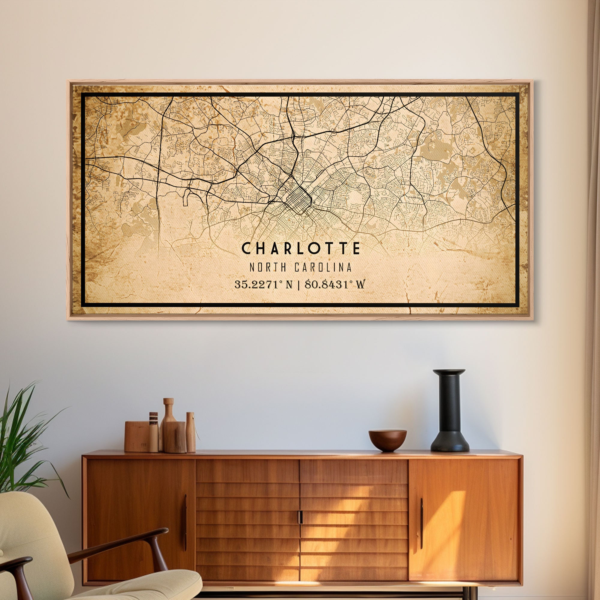 Charlotte Map Poster or Canvas Print, Charlotte NC Map Print, Charlotte ...