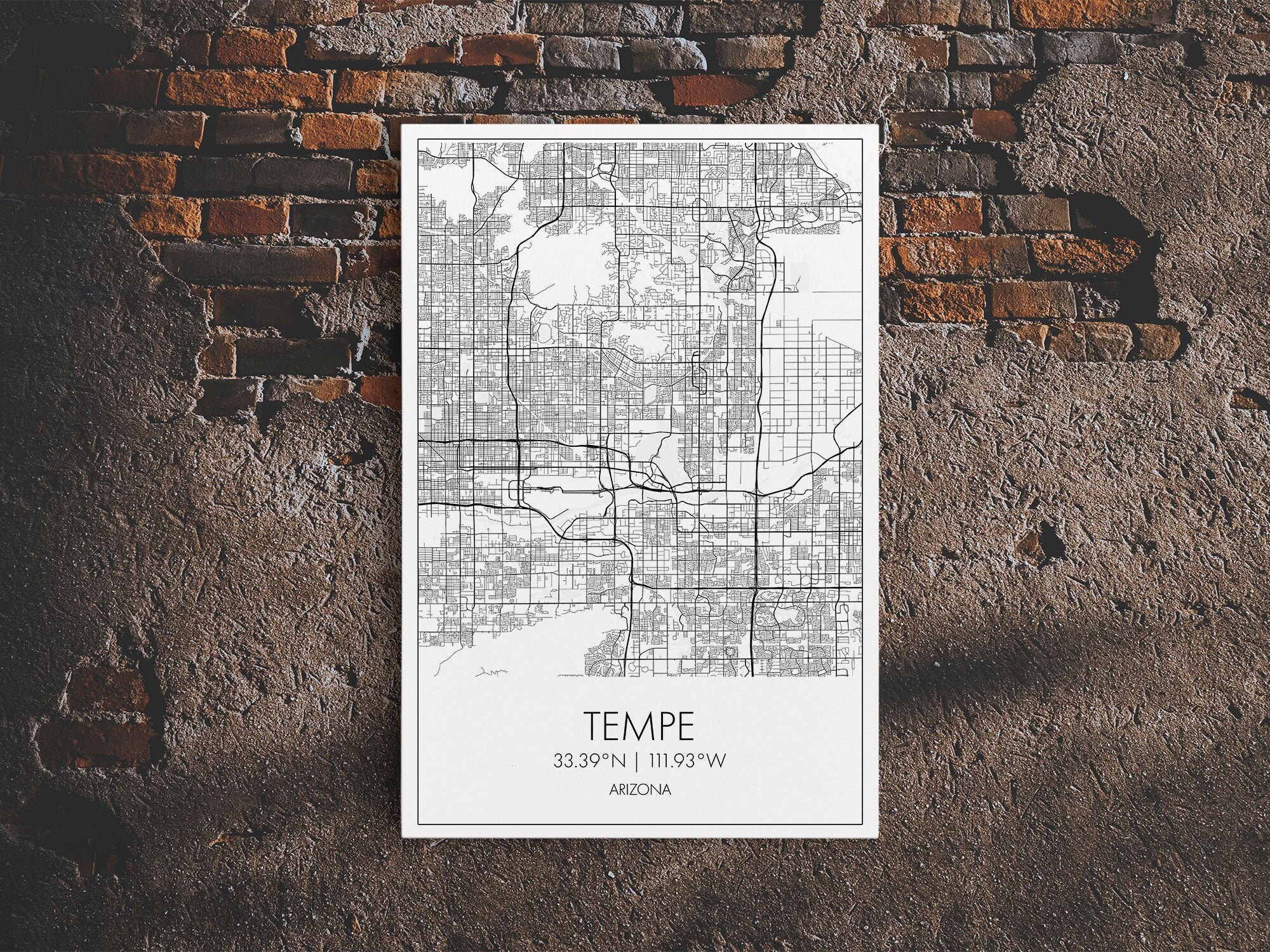 Tempe Street Map Arizona Map City Map Print Modern Wall - Etsy