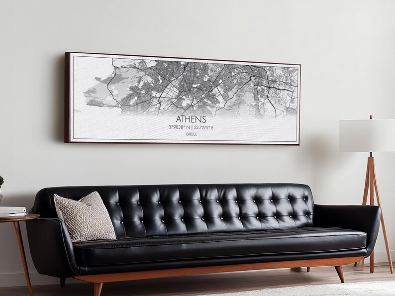 Panoramic Athens City Map Art: Minimalist Greece Print - Etsy