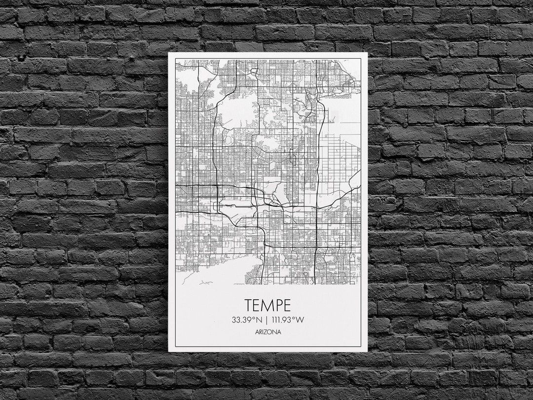 Tempe Street Map Arizona Map City Map Print Modern Wall - Etsy