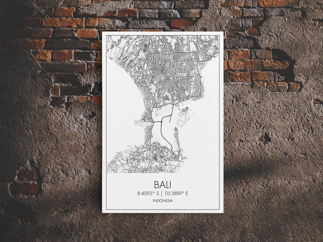 Bali Street Map Indonesia Map Asian City Wall Art Travel - Etsy