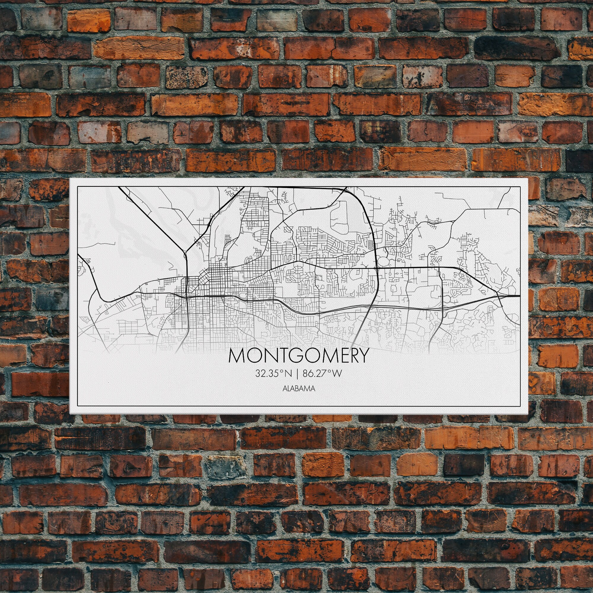 Montgomery City Map, Alabama Map, Map Art, Minimalist Wall Art, Wall ...