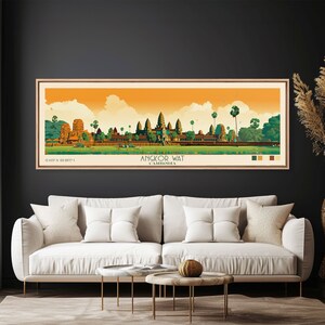 Angkor Wat Cambodia Framed Travel Poster Panoramic Canvas Print Trendy ...