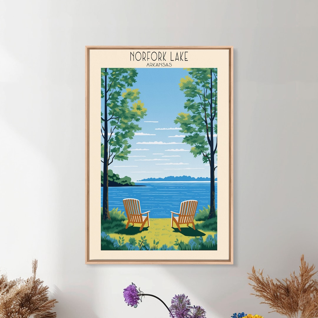Norfork Lake Arkansas Framed Canvas Print, Lake Life, Travel Poster ...