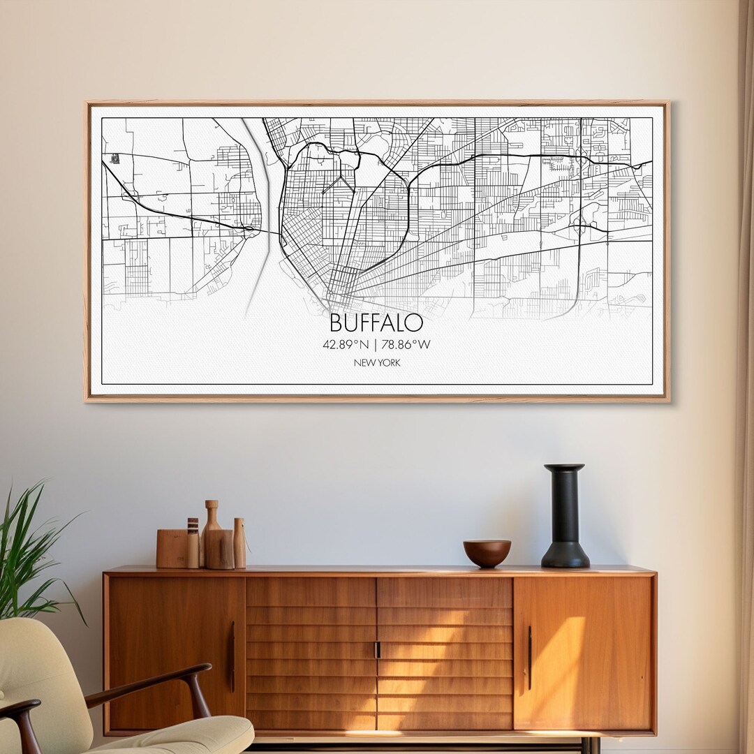 Buffalo Street Map, New York Map, Map Print, Modern Art, Wall Art ...