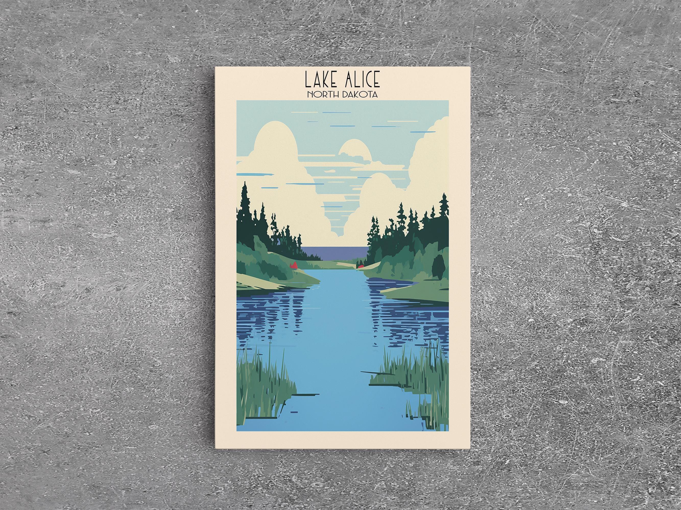 Lake Alice, North Dakota Framed Canvas Art Print: Mid-century Modern ...