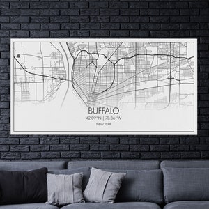 Buffalo Street Map New York Map Map Print Modern Art Wall - Etsy