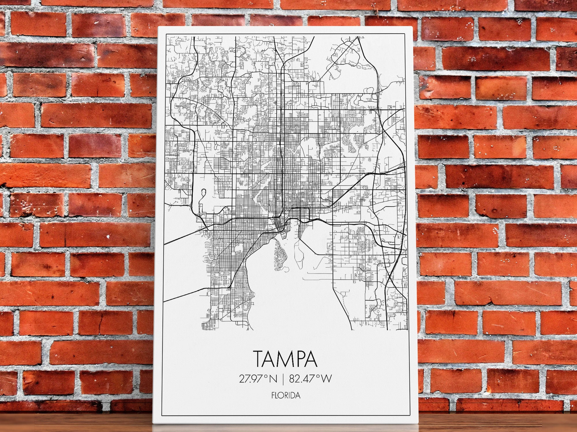 Tampa Street Map Florida Map City Map Print Modern Wall - Etsy