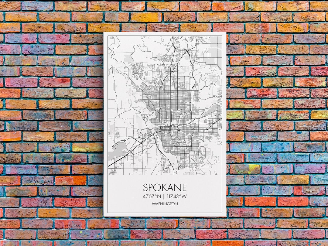 Spokane Street Map Washington Map City Map Print Minimalist - Etsy