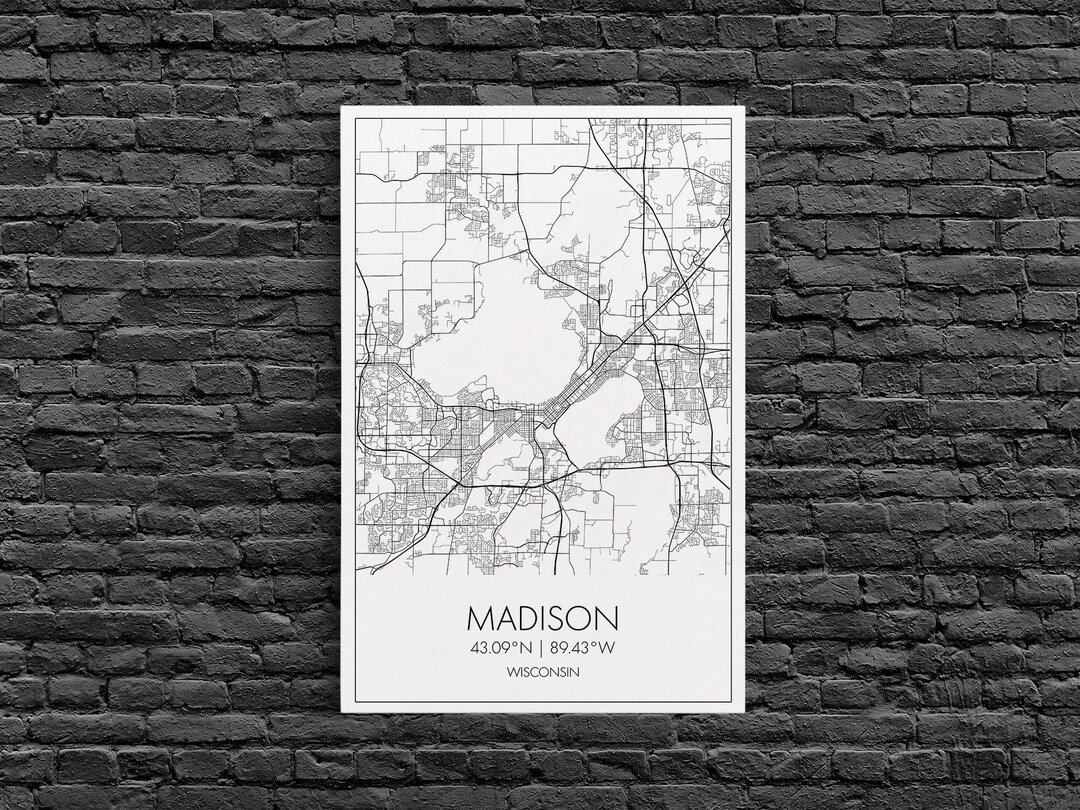 Madison Street Map Wisconsin Map City Map Art Modern Art - Etsy