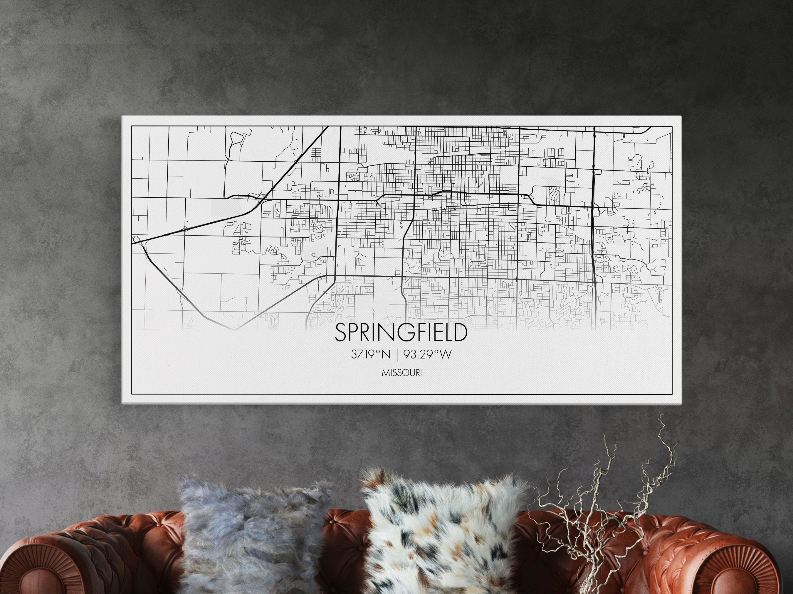 Springfield City Map Missouri Art Map Print Modern Wall - Etsy
