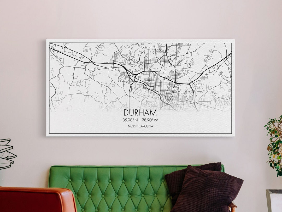 Durham Street Map North Carolina Map Map Art Minimalist - Etsy