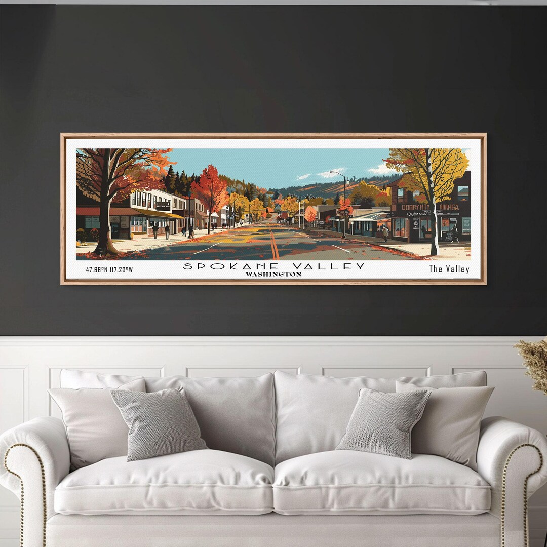 Spokane Valley Washington Panoramic Canvas Print: Mid Century Modern ...
