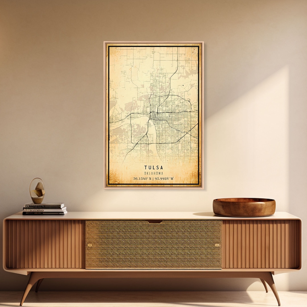 Tulsa Map Art - Oklahoma - Custom Tulsa City Streets Map Print ...