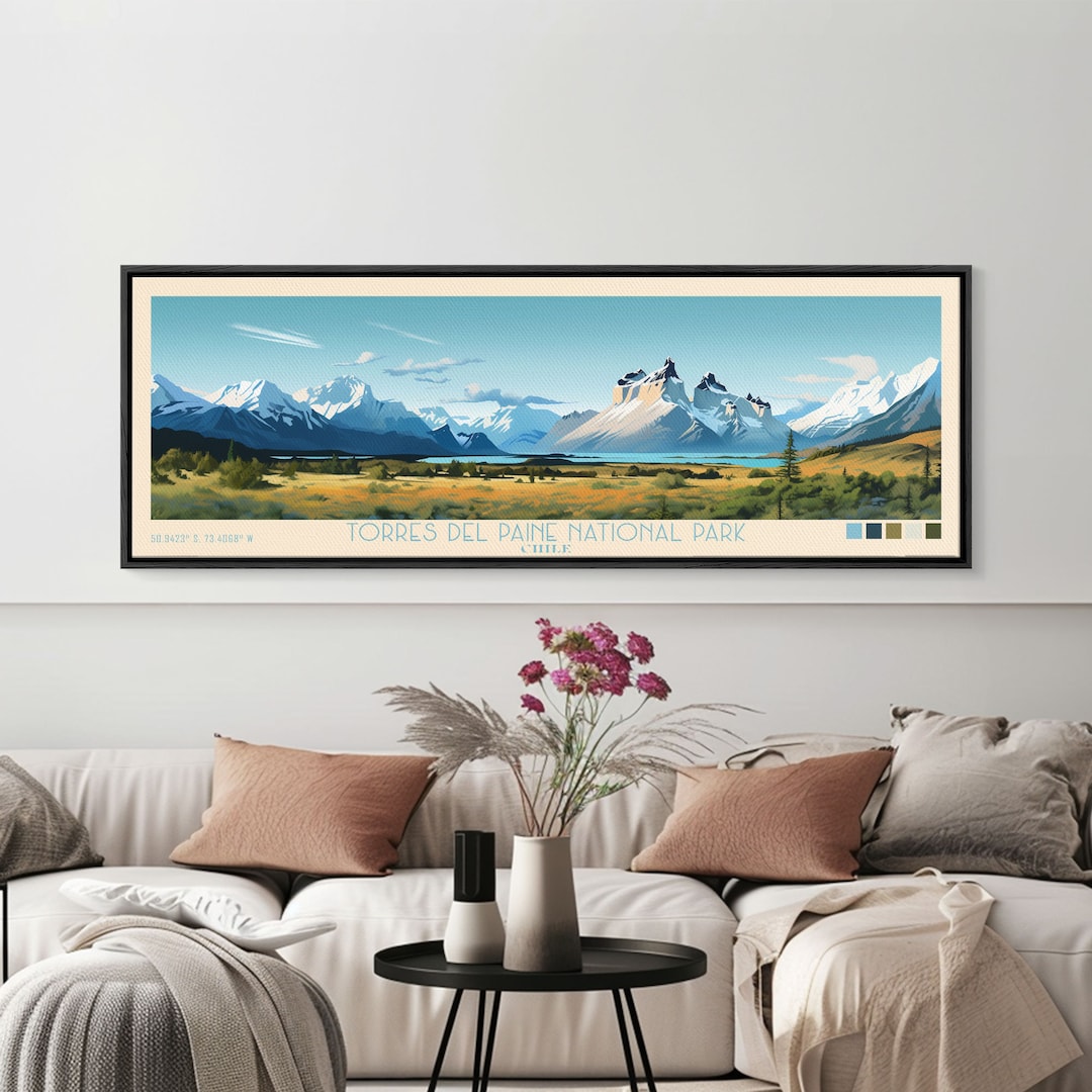 Torres Del Paine National Park Travel Poster Print, Framed Canvas Print ...