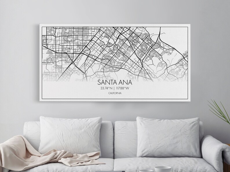 Santa Ana City Map California Art Map Print Modern Wall - Etsy