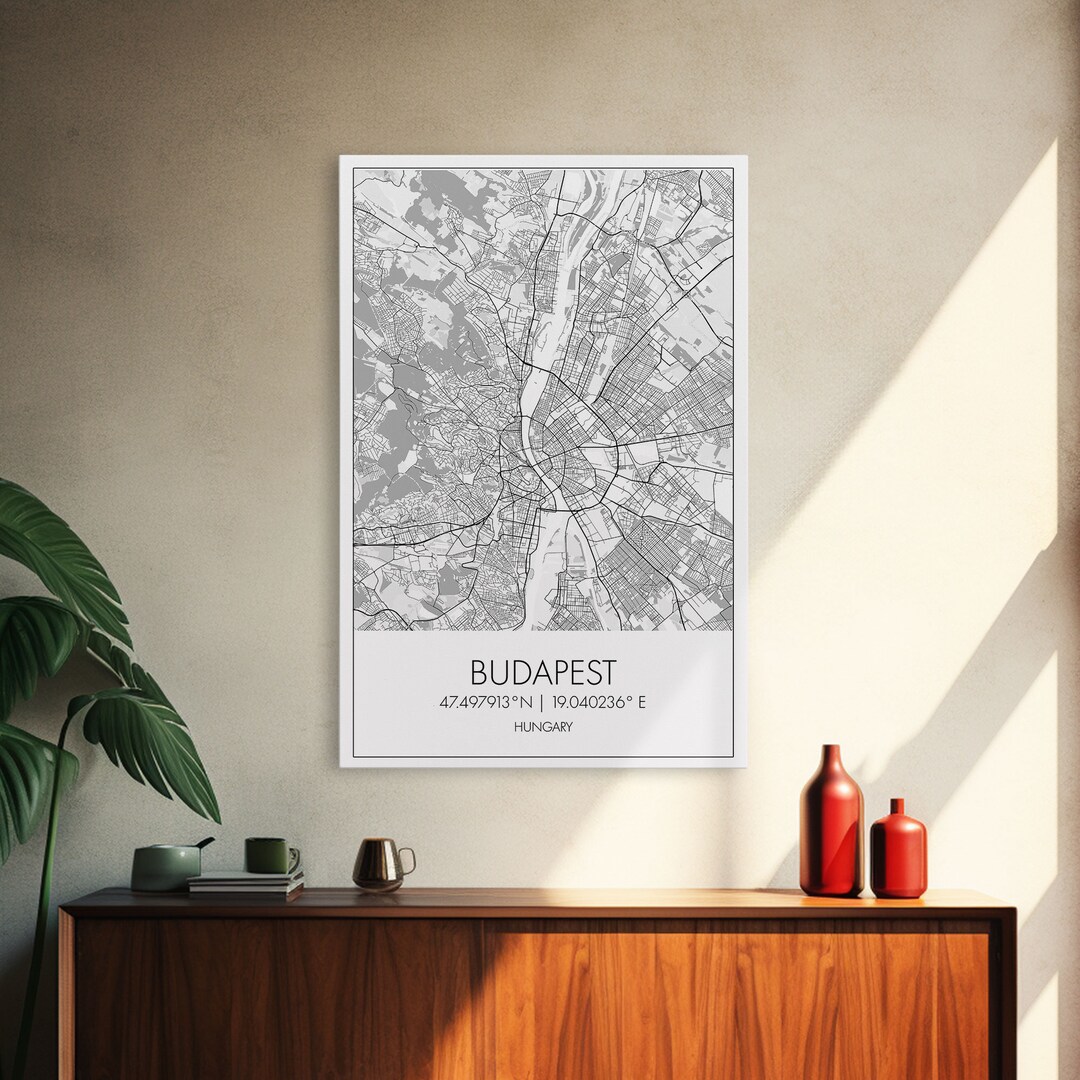 Budapest Street Map, Hungary Map, City Map Art, Modern Art, Wall Art ...