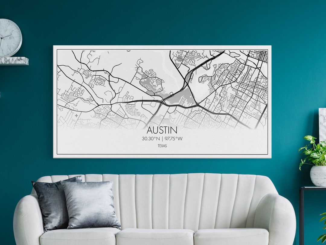 Austin Street Map Texas Map Map Print Modern Art Wall Art - Etsy