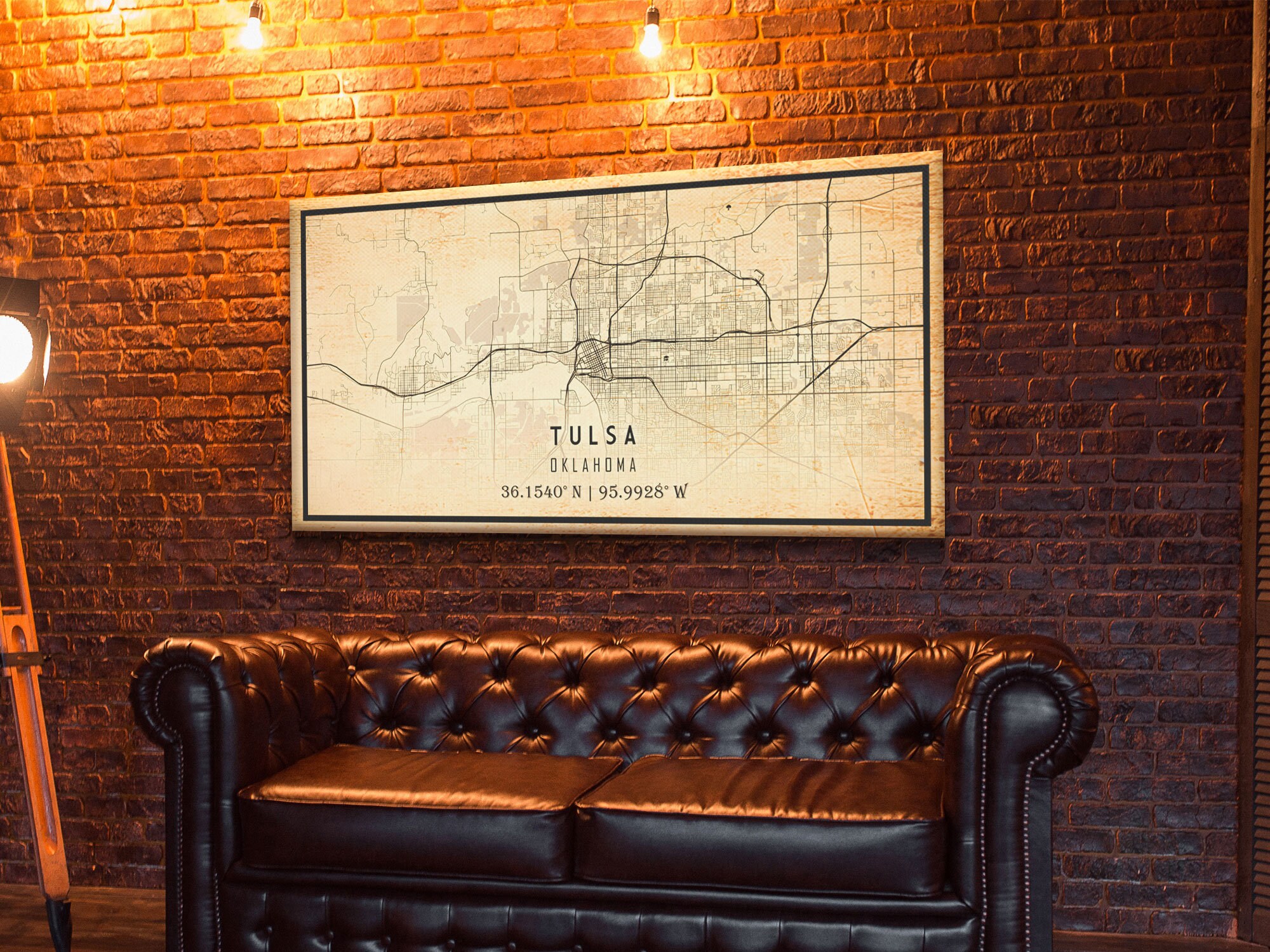 Tulsa Map Art Oklahoma Custom Tulsa City Streets Map Print University ...