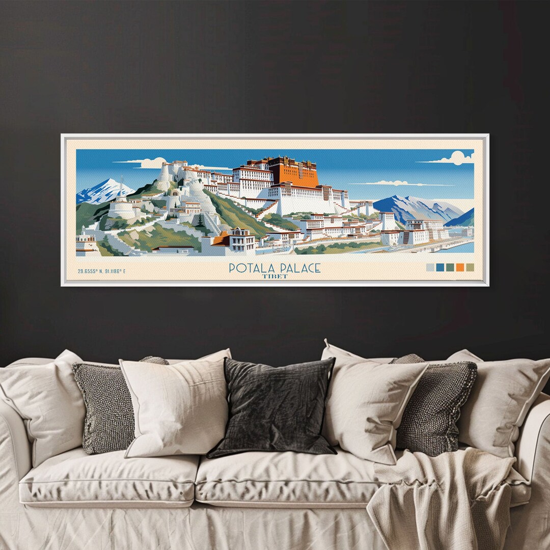Potala Palace China Travel Poster: Panoramic Framed Canvas Art - Etsy