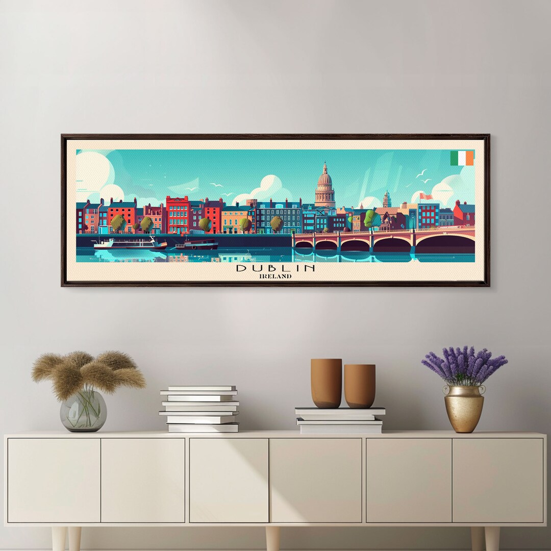 Dublin Ireland Panoramic Travel Poster, Framed Canvas Print or Metal ...