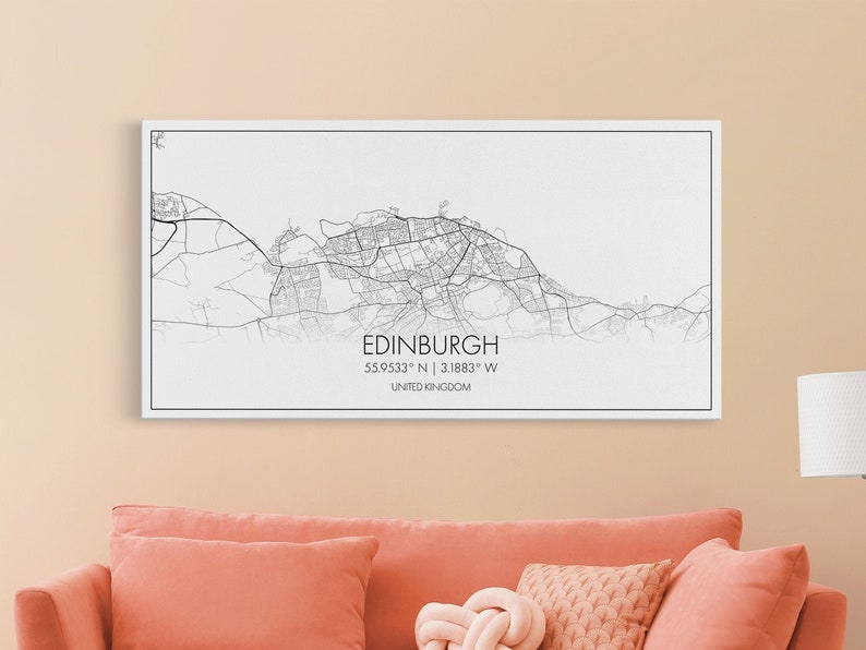 Edinburgh Street Map Scotland Map Map Art Minimalist Art - Etsy