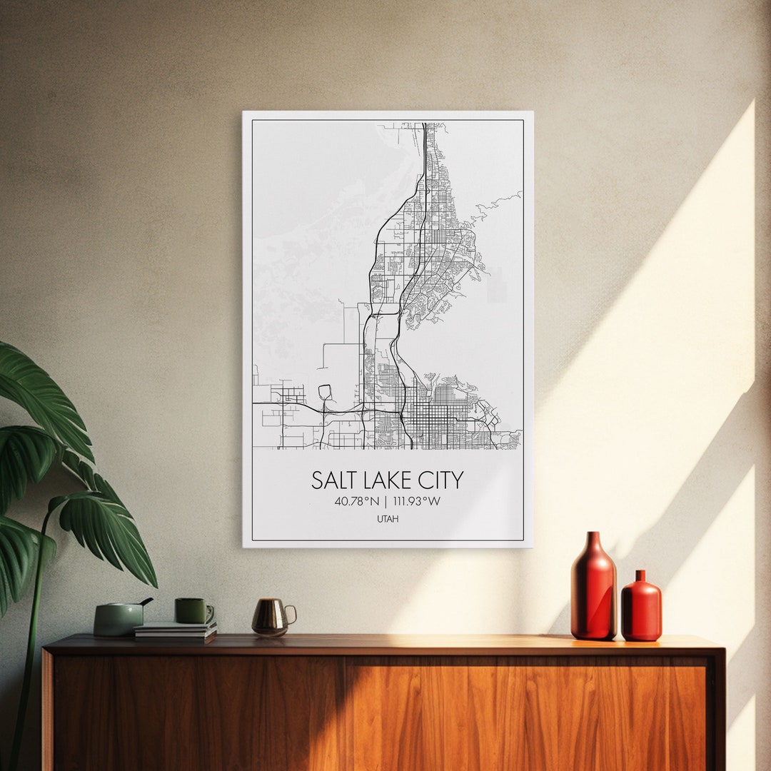 Salt Lake City Street Map, Utah Map, City Map Art, Minimalist Art, Wall ...