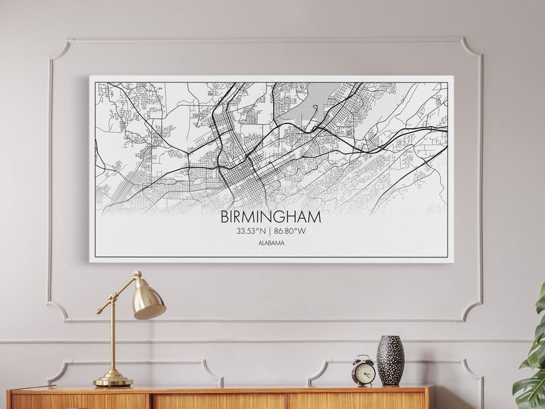 Birmingham Street Map Alabama Map Map Print Modern Art - Etsy