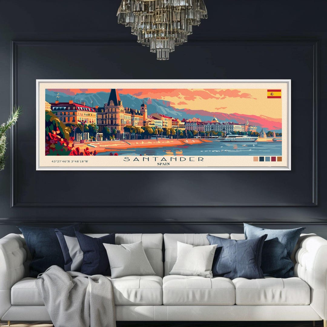 Santander Spain Art Print: Panoramic Cityscape Travel Poster - Etsy