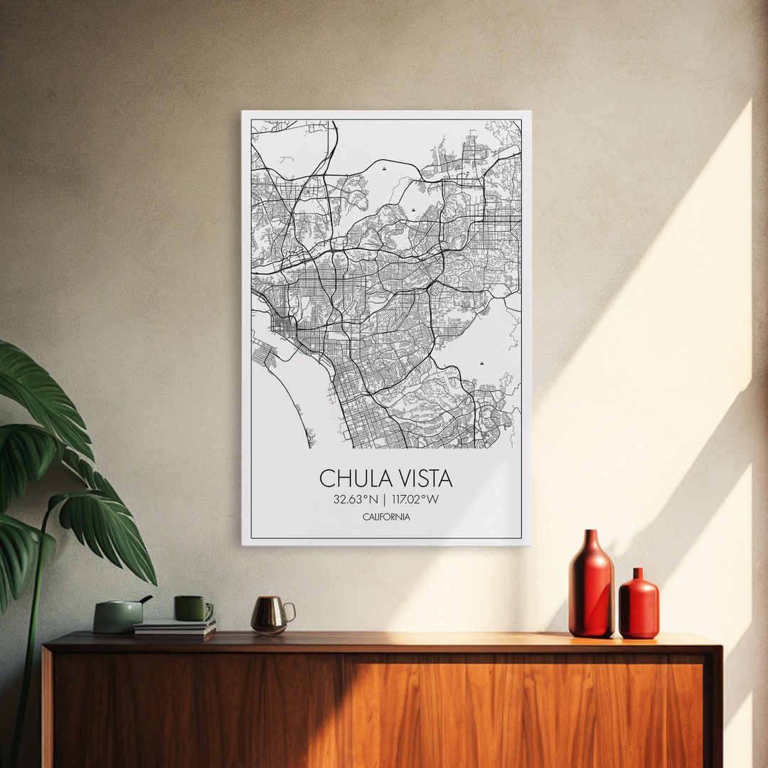 Chula Vista Street Map, California Map, City Map Art, Modern Art, Wall ...