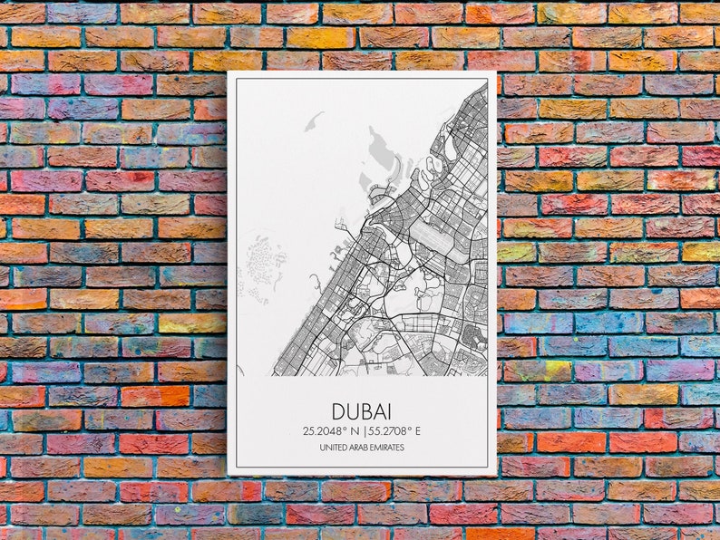 Dubai Street Map UAE Map City Map Art Minimalist Art Wall - Etsy