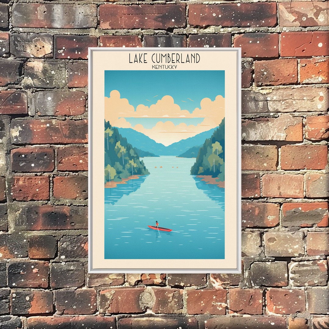 Lake Cumberland, Kentucky Framed Canvas Print, Travel Poster, Lake ...