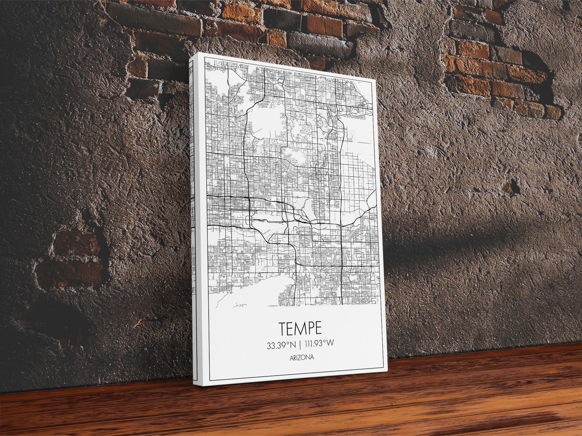 Tempe Street Map Arizona Map City Map Print Modern Wall - Etsy