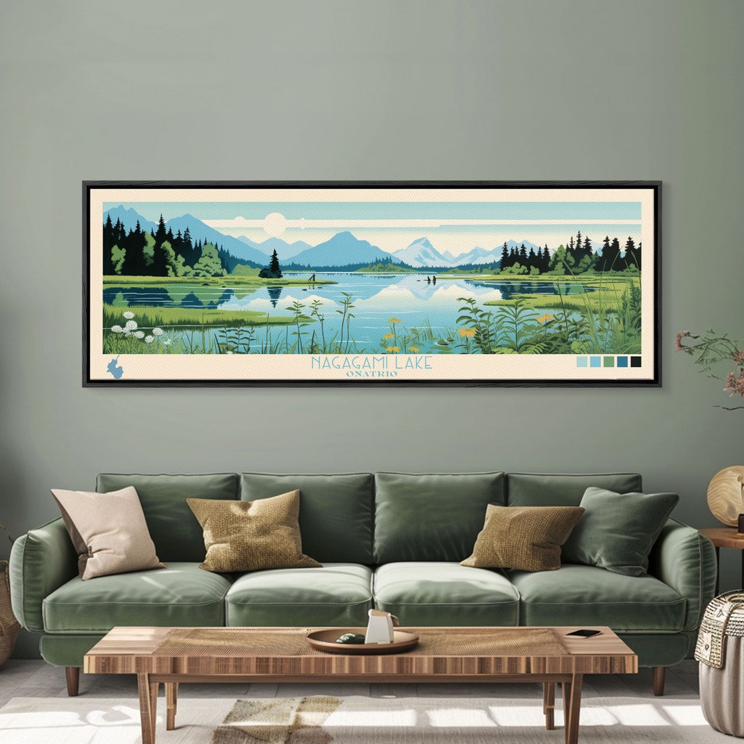 Nagagami Lake Ontario Canvas Print: Panoramic Mid-century Modern Wall ...