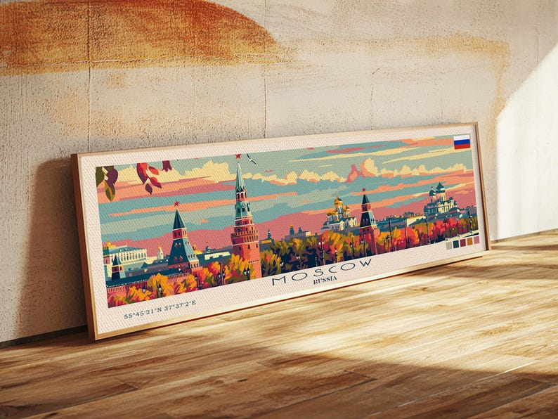 Moscow Russia Travel Print Wall Art, Panoramic City Art, Travel Art ...