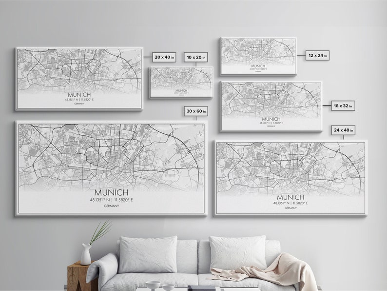 Munich City Map Germany Map Map Art Minimalist Wall Art - Etsy
