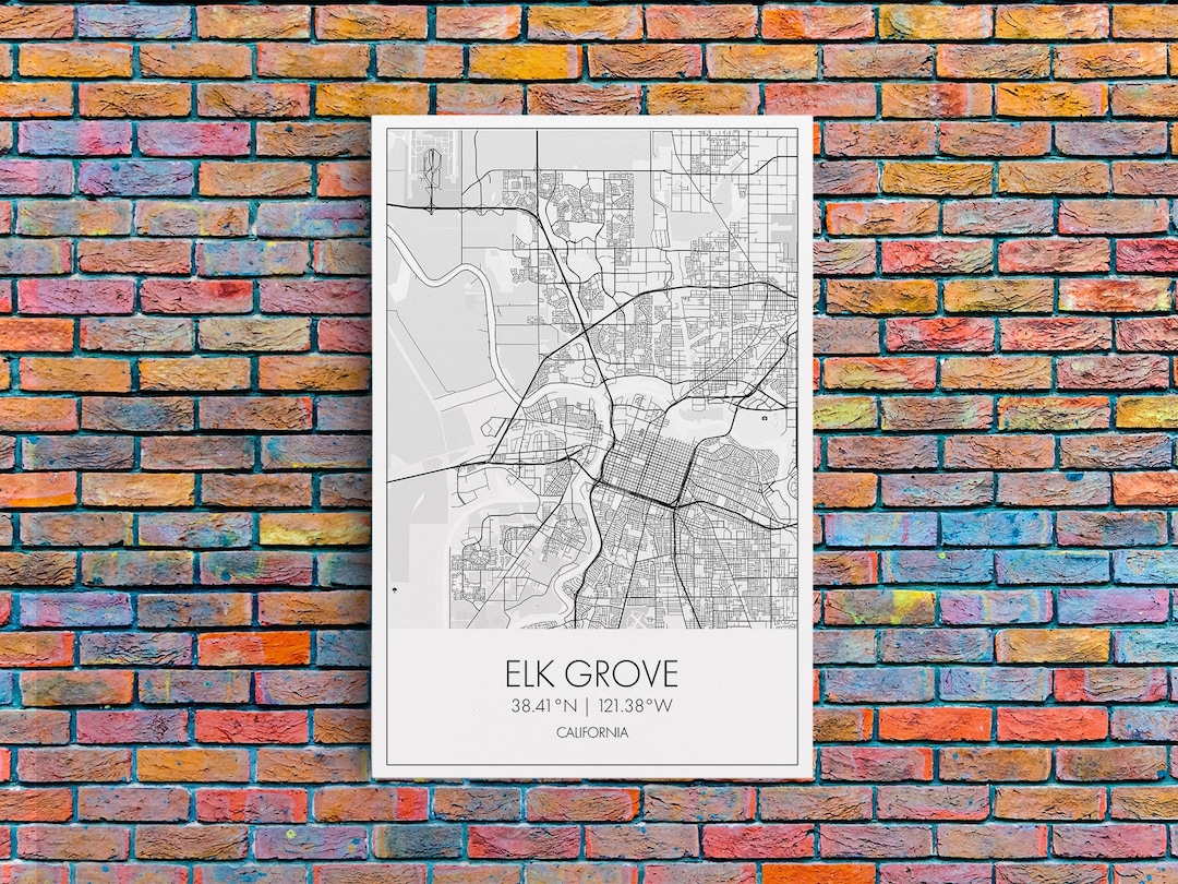 Elk Grove Street Map California Map City Map Art Minimalist - Etsy