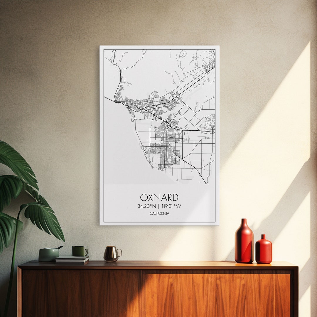 Oxnard Street Map, California Map, City Map Art, Minimalist Art, Wall ...