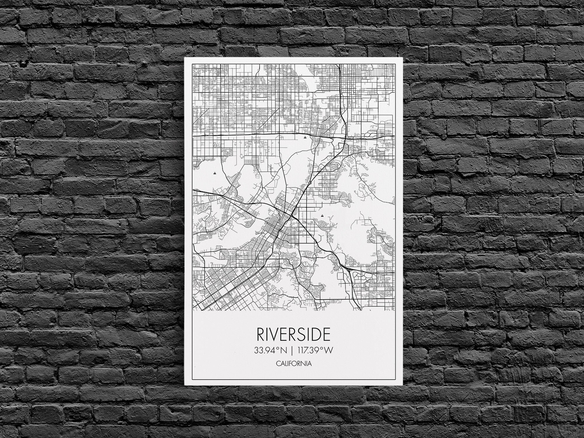 Riverside Street Map California Map City Map Art Minimalist - Etsy