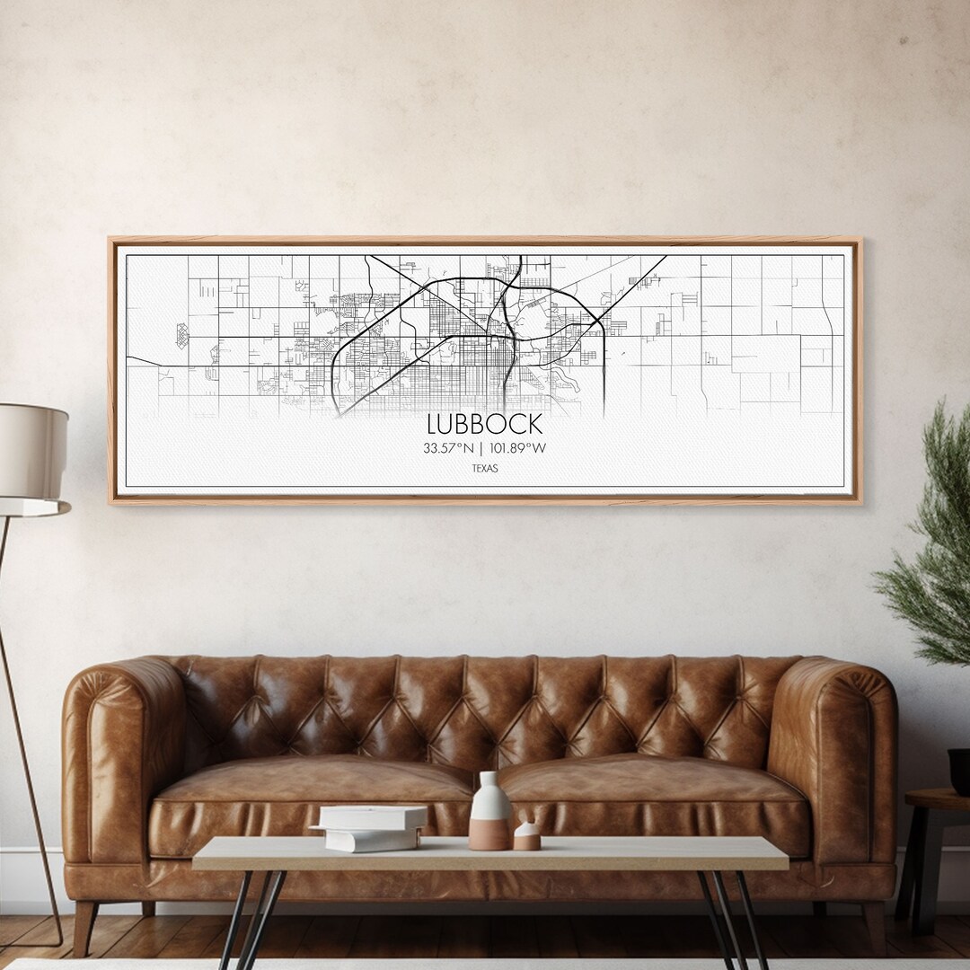 Panoramic Lubbock City Map Texas Art Map Print Minimalist - Etsy