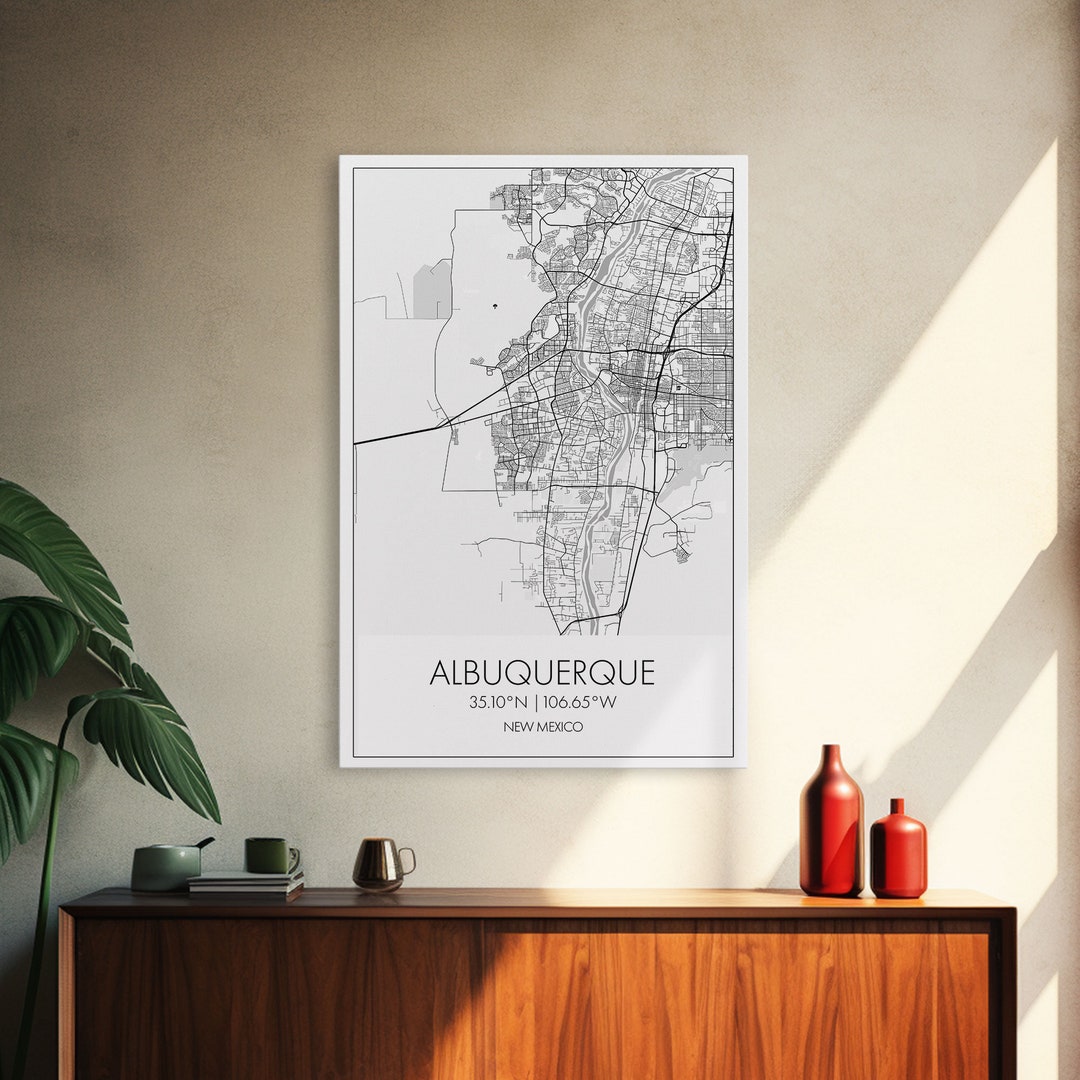 Albuquerque Street Map, New Mexico Map,man Cave Wall Art, City Map ...