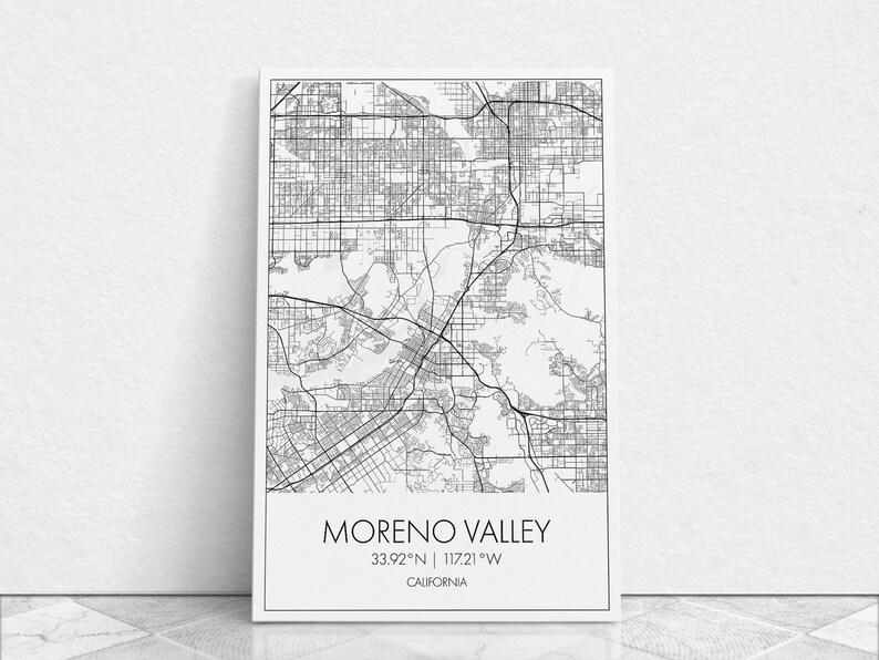 Moreno Valley Street Map California Map City Map Art Modern - Etsy