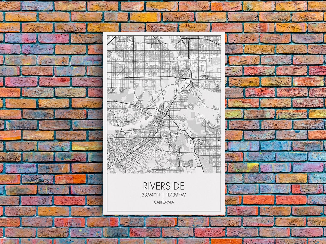 Riverside Street Map California Map City Map Art Minimalist - Etsy