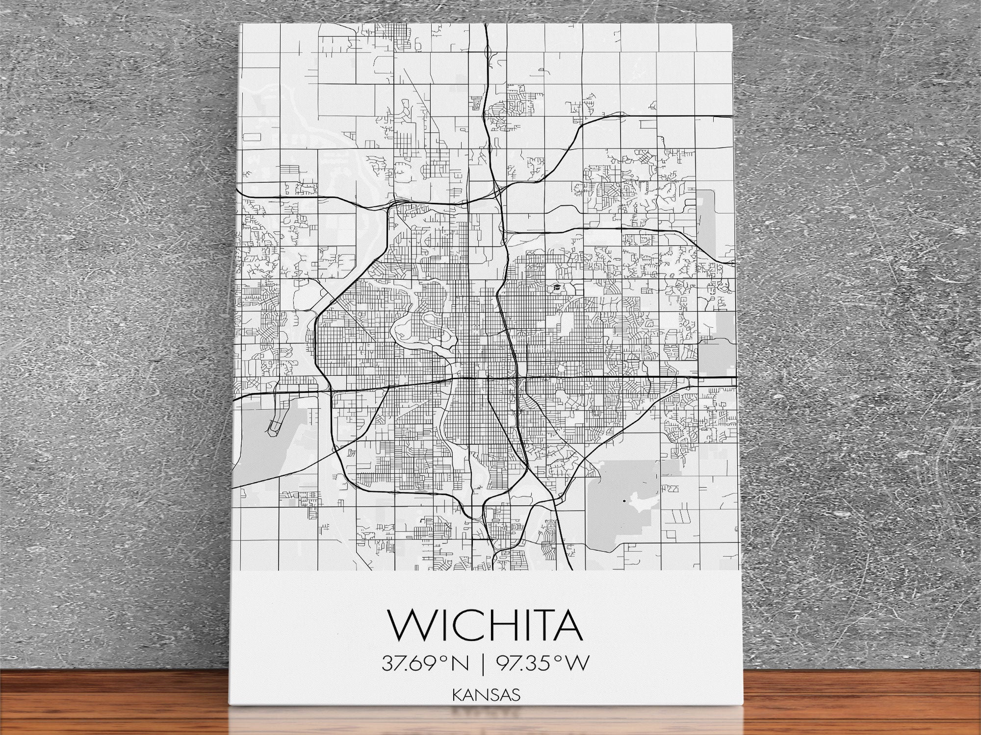 Wichita Street Map Kansas Map City Map Print Minimalist - Etsy